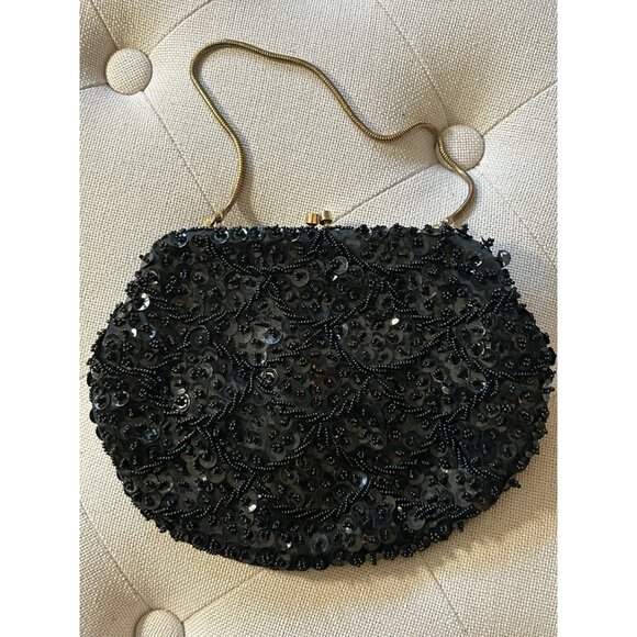 Magid | Bags | Vtg 5s Magid Black Sequins Beaded Purse Satin Formal ...